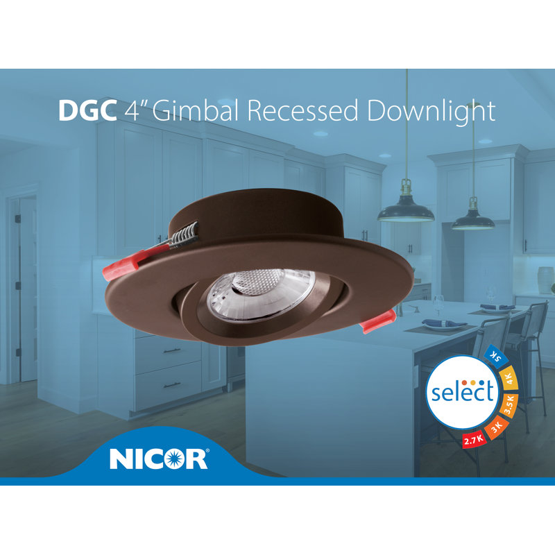 NICOR Lighting DGC43 4'' Selectable Color Temperature Dimmable Air-Tight IC Rated LED Canless ...